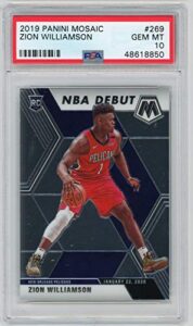 zion williamson 2019 panini mosaic basketball rookie card rc #269 graded psa 10