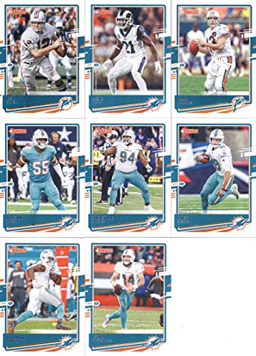 2020 Donruss Veteran Football Miami Dolphins Team Set of 8 Cards: Ryan Fitzpatrick(#150), DeVante Parker(#151), Mike Gesicki(#152), Christian Wilkins(#153), Jerome Baker(#154), Dan Marino(#155), Aqib Talib(#156), Bob Griese(#157)