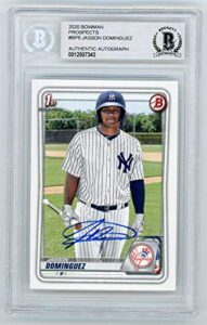 jasson dominguez 2020 bowman prospects autographed rookie card #bp8 – bas