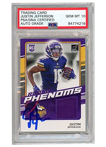 Justin Jefferson 2020 Panini Donruss Rookie Phenoms Jersey Autograph Card #RP-JJ PSA/DNA 10