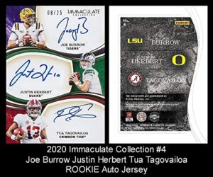 2020 immaculate conception #4 burrow herbert tagovailoa facsimile auto rookie rc reprint – football card