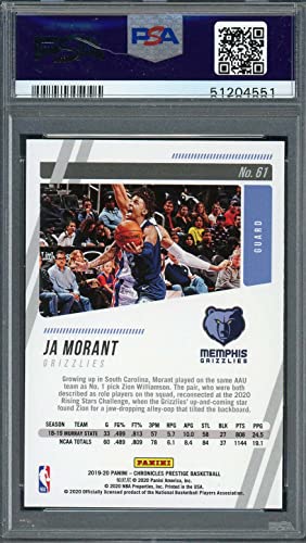 Ja Morant 2019 Panini Chronicles Basketball Rookie Card RC #61 Graded PSA 10