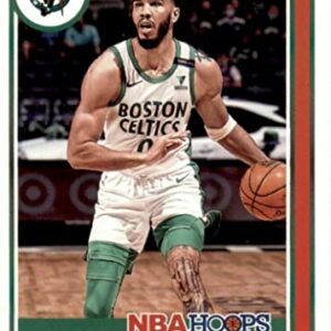 Jayson Tatum 2021 2022 HOOPS Basketball Series Mint Card #197 Picturing Him in His White Boston Celtics Jersey