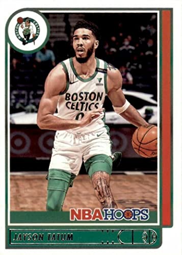 Jayson Tatum 2021 2022 HOOPS Basketball Series Mint Card #197 Picturing Him in His White Boston Celtics Jersey