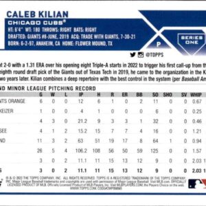 2023 Topps #69 Caleb Kilian NM-MT RC Rookie Chicago Cubs Baseball Trading Card MLB