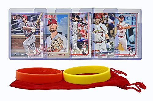 St. Louis Cardinals Baseball Cards: Paul DeJong, Yadier Molina, Tommy Edman, Paul Goldschmidt, Matt Carpenter, John Gant ASSORTED Trading Card and Wristbands Bundle