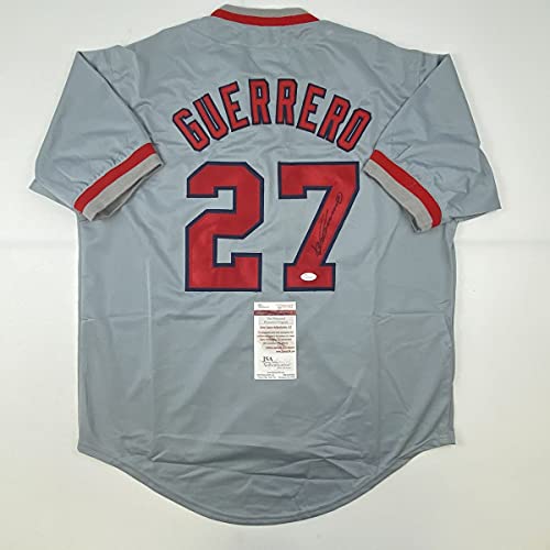 Autographed/Signed Vladimir Vlad Guerrero Los Angeles LA Anaheim Grey Baseball Jersey JSA COA