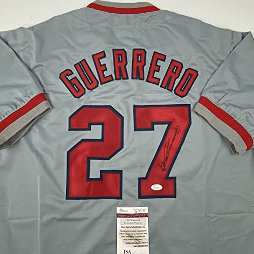 Autographed/Signed Vladimir Vlad Guerrero Los Angeles LA Anaheim Grey Baseball Jersey JSA COA