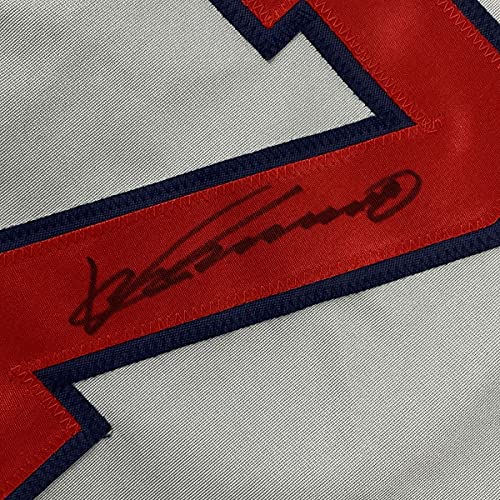 Autographed/Signed Vladimir Vlad Guerrero Los Angeles LA Anaheim Grey Baseball Jersey JSA COA