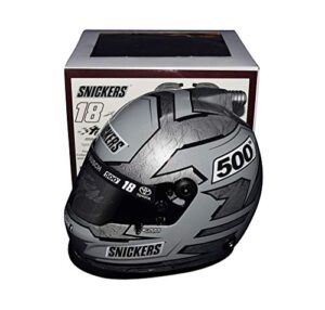 autographed 2019 kyle busch #18 snickers silver racing 500th career start (2-24-2019) beam designs championship season monster cup series rare signed nascar collectible replica mini helmet with coa