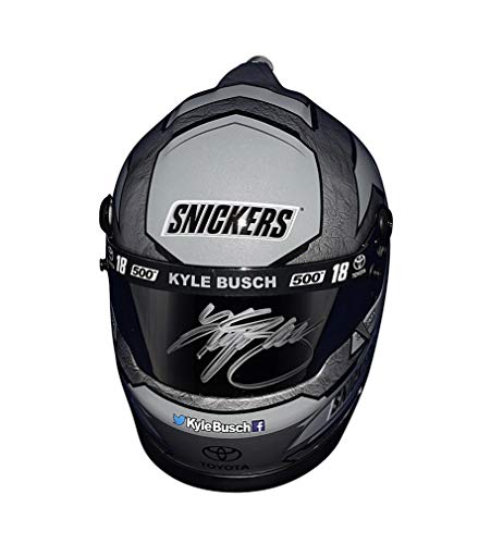 AUTOGRAPHED 2019 Kyle Busch #18 Snickers Silver Racing 500TH CAREER START (2-24-2019) Beam Designs CHAMPIONSHIP SEASON Monster Cup Series Rare Signed NASCAR Collectible Replica Mini Helmet with COA