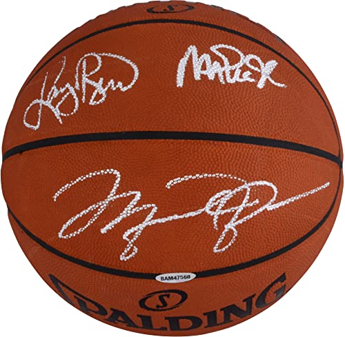 Magic Johnson, Larry Bird, Michael Jordan Autographed Official NBA Basketball - Upper Deck - Autographed Basketballs