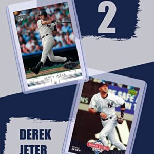 Derek Jeter Baseball Cards (5) ASSORTED New York Yankees Trading Card and Wristbands Gift Bundle