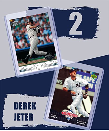 Derek Jeter Baseball Cards (5) ASSORTED New York Yankees Trading Card and Wristbands Gift Bundle