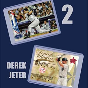 Derek Jeter Baseball Cards (5) ASSORTED New York Yankees Trading Card and Wristbands Gift Bundle