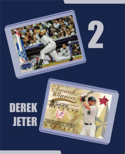 Derek Jeter Baseball Cards (5) ASSORTED New York Yankees Trading Card and Wristbands Gift Bundle