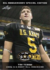 leaf razor u.s. army high school all-american bowl football card #tt-6th tim tebow – florida gators (nfl trading card) new york jets qb!