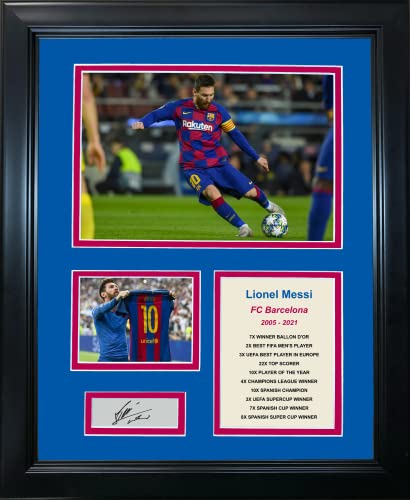 Framed Lionel Messi Facsimile Laser Engraved Signature Auto FC Barcelona Soccer Futbol 12"x15" Photo Collage