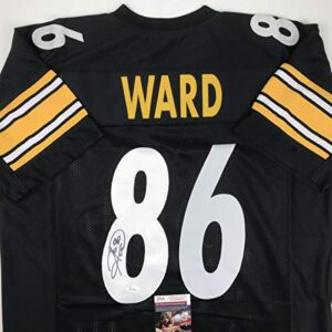 autographed/signed hines ward pittsburgh black football jersey jsa coa