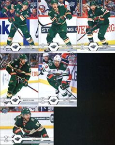 2019-20 upper deck series 1 hockey minnesota wild team set of 6 cards: eric staal(#124), jason zucker(#125), marcus foligno(#126), matt dumba(#127), jared spurgeon(#128), ryan suter(#129)