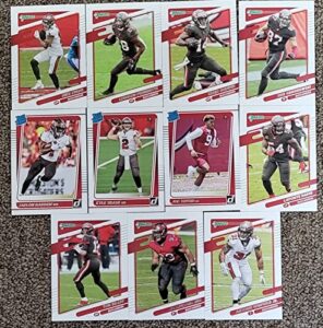 2021 panini donruss football tampa bay buccaneers team set 11 cards w/drafted rookies tom brady super bowl champs