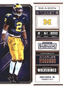 2018 panini contenders draft picks season ticket #18 charles woodson michigan wolverines ncaa collegiate football card