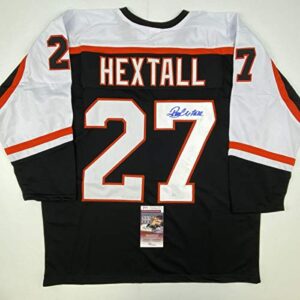 autographed/signed ron hextall philadelphia black hockey jersey jsa coa