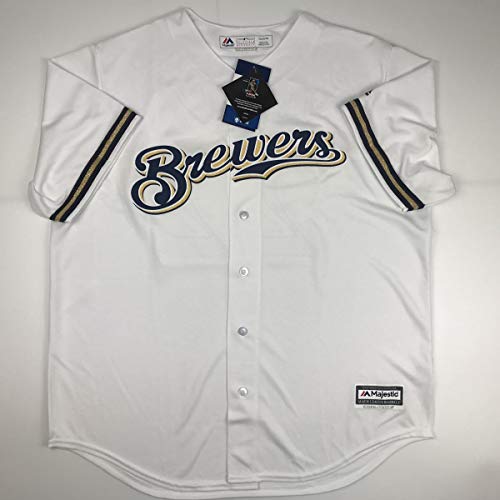 Autographed/Signed Christian Yelich Milwaukee Brewers White Cool Base Baseball Jersey Steiner Sports COA