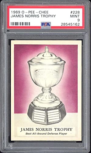 1969 O-Pee-Chee #228 James Norris Trophy Phil Esposito Yellow Name PSA 9 RARE! - Unsigned Hockey Cards