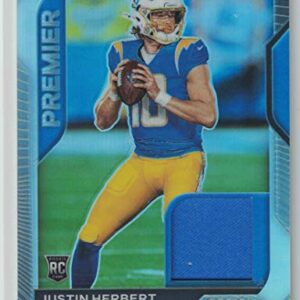 2020 Panini Prizm Justin Herbert Premier Silver Rookie Game Worn Jersey Patch Card