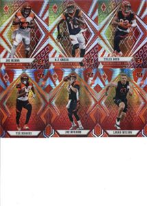 2020 phoenix fire burst cincinnati bengals team set of 6 cards: joe mixon(#39), a.j. green(#40), tyler boyd(#41), joe burrow(#101), tee higgins(#110), logan wilson(#198)