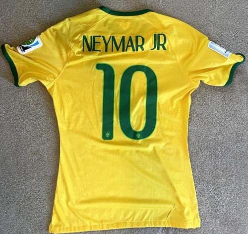 2014 Neymar Game Worn Brasil World Cup Jersey Team Signed JSA Coach LOA - Autographed Soccer Jerseys