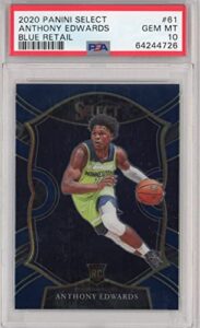 graded 2020-21 panini select anthony edwards #61 blue retail concourse rookie rc basketball card psa 10 gem mint