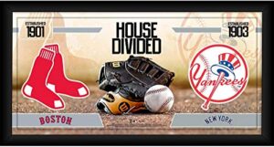 boston red sox vs. new york yankees framed 10″ x 20″ house divided baseball collage – mlb team plaques and collages