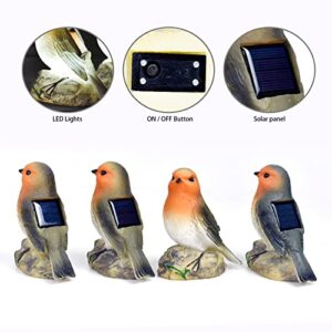 JeeYee 2 Pack Cute Robin Bird Solar Light Solar Powered Resin Outdoor Garden Decor Statue with LED Light for Patio Lawn Yard Path Decoration