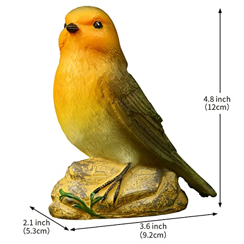 JeeYee 2 Pack Cute Robin Bird Solar Light Solar Powered Resin Outdoor Garden Decor Statue with LED Light for Patio Lawn Yard Path Decoration