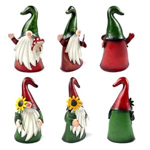 HONGLAND Garden Gnome Statue Outdoor Metal Gnome Yard Art 18 Inch Gnome Figurine Decorative Stakes for Holiday Xmas Lawn Patio Yard Garden Decor-2 PCS