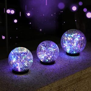 hoflyw solar globes lights outdoor garden decor solar balls for garden crackle glass solar lights yard decor 1 pack for outdoor decor decorations pathway patio yard lawn (colorful, medium 1 pack)