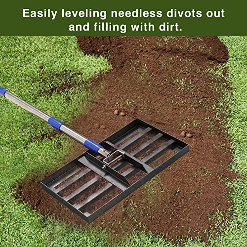 Lawn Leveling Rake, Stainless Steel Rakes for Lawns Heavy Duty, 70" Dirt Leveling Tool Landscape Rake Long Handle for Garden Backyard Golf