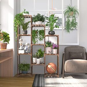 cfmour Plant Stand Indoor Outdoor, 10 Tire Tall Large Wood Plant Shelf Multi Tier Flower Stands,Garden Shelves Wooden Plant Display Holder Rack for Living Room Corner Balcony Office Lawn Patio