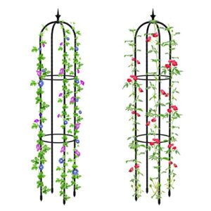 garden obelisk trellis for climbing plants 4 feet tall plant support cage, tower obelisk plant support indoor potted plant, plant trellis for climbing vines, tomato, flower, vegetable, rose (2 pack)