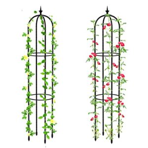 Garden Obelisk Trellis for Climbing Plants 4 Feet Tall Plant Support Cage, Tower Obelisk Plant Support Indoor Potted Plant, Plant Trellis for Climbing Vines, Tomato, Flower, Vegetable, Rose (2 Pack)