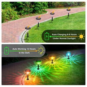 solebell Solar Outdoor Pathway Light, Multicolored 10 Modes RGB Color Changing, IP65 Waterproof Solar Powered Lights, Solar Powered Landscape Path Lights for Garden, Lawn, Yard, Patio etc, 6 Pack