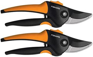 fiskars 79436997j 79436997 softgrip bypass pruner, black/orange 2 pack