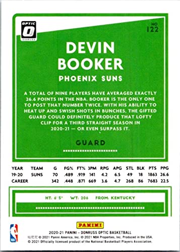 DEVIN BOOKER 2020-21 Donruss Optic #122 NM+-MT+ Basketball Phoenix Suns