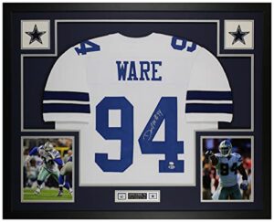 demarcus ware autographed & framed white dallas jersey auto beckett coa