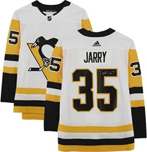 tristan jarry pittsburgh penguins autographed white adidas authentic jersey – autographed nhl jerseys