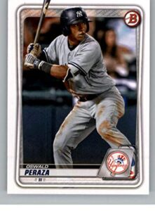 2020 bowman draft paper #bd-27 oswald peraza new york yankees official mlb baseball trading card from the topps company in raw (nm near mint or better) condition