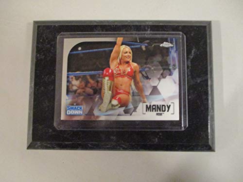 MANDY ROSE 2020 WWE SMACKDOWN LIVE TOPPS CHROME SUPERSTAR CARD MOUNTED ON A 4" X 6" BLACK MARBLE PLAQUE