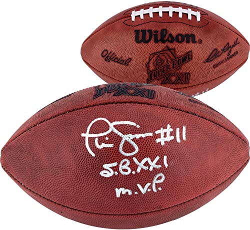 Phil Simms New York Giants Autographed Super Bowl Football with "SB XXI MVP" Inscription - Autographed Footballs